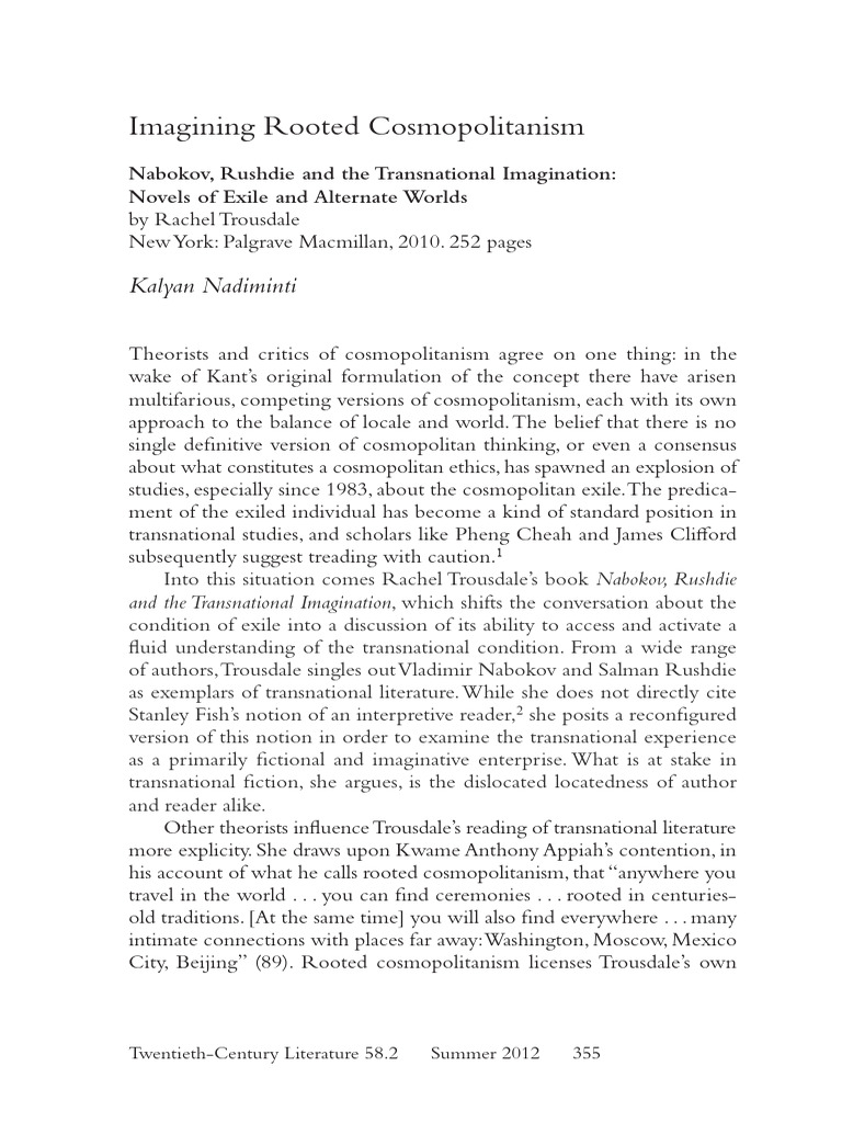 Imagining Rooted Cosmopolitanism | PDF | Cosmopolitanism | Lolita