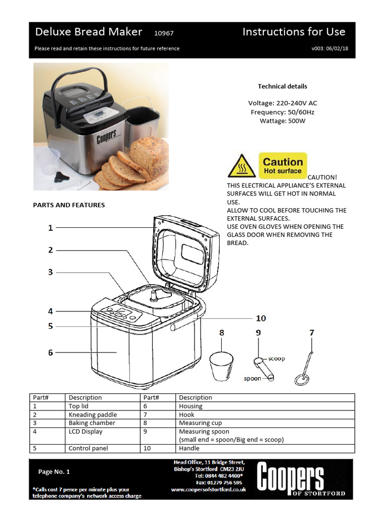 Coopers Deluxe Bread Maker 10967 Manual en | PDF | Breads | Flour
