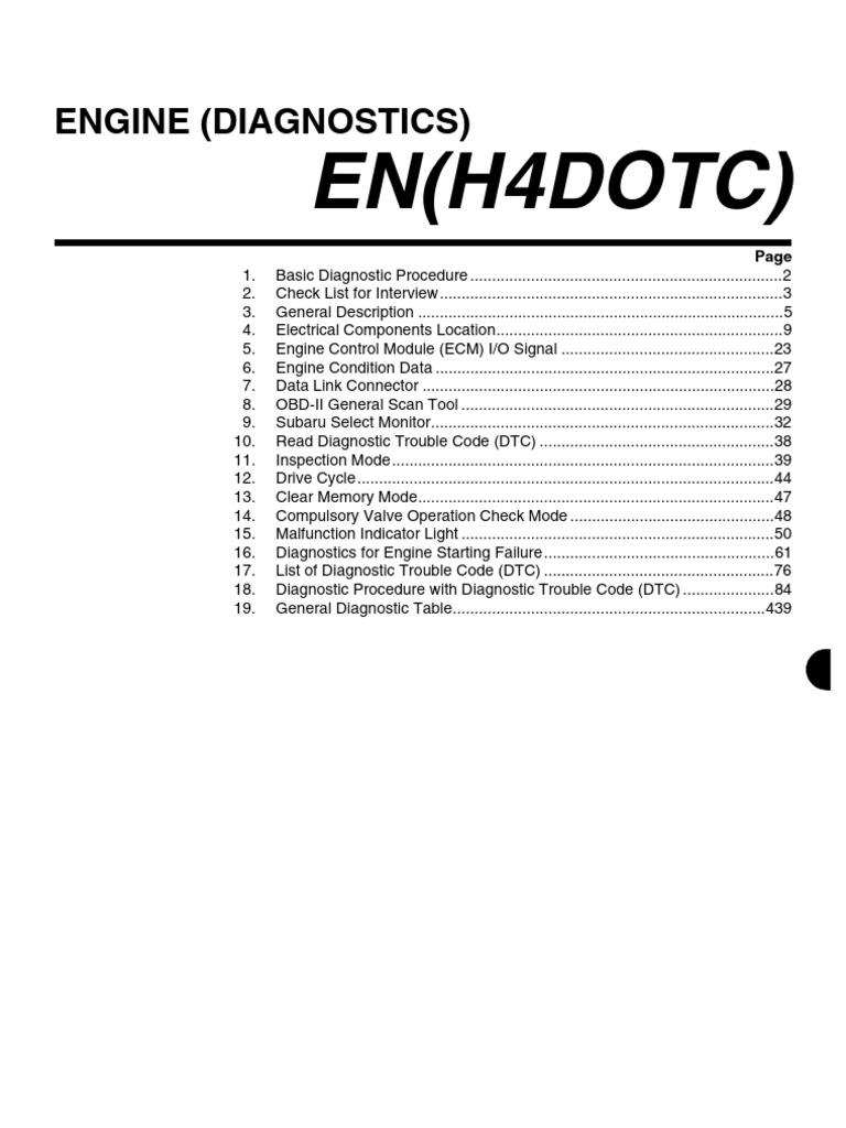 Subaru Engine Diagnostics Guide | PDF | Vehicle Technology | Mechanical ...