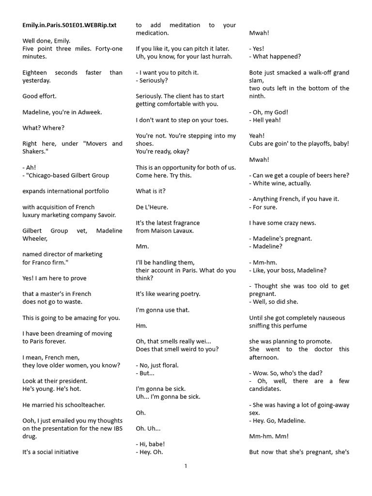 Emily in Paris Script | PDF