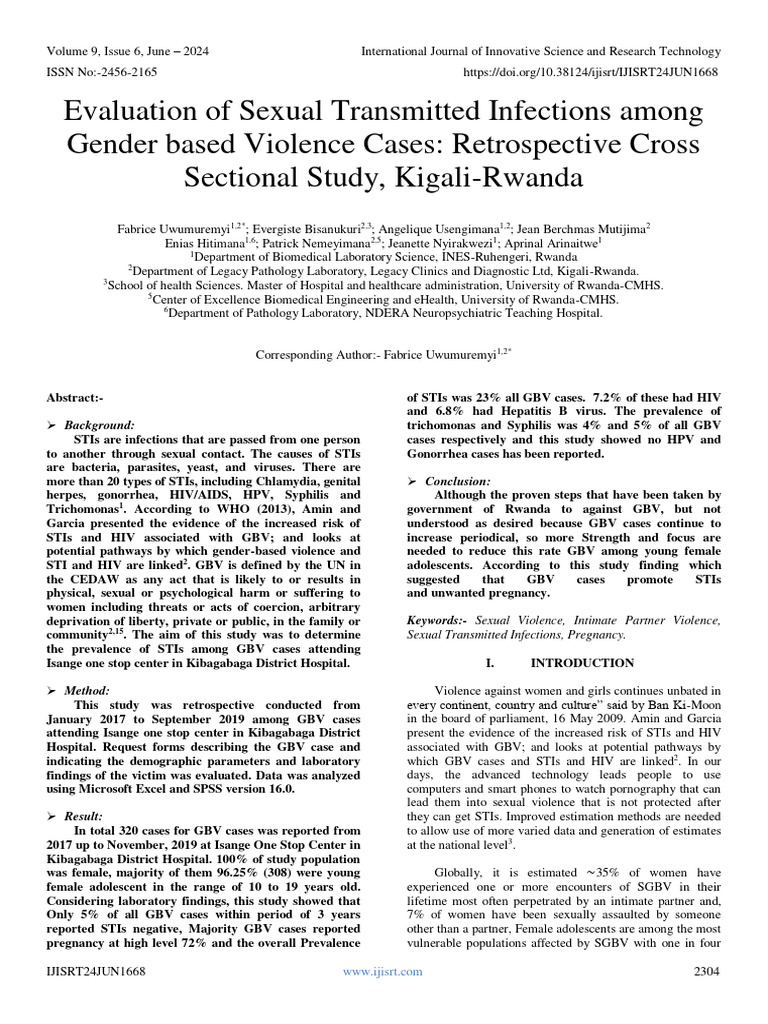 STIs in GBV Cases: Kigali Study | PDF | Sexually Transmitted Infection ...
