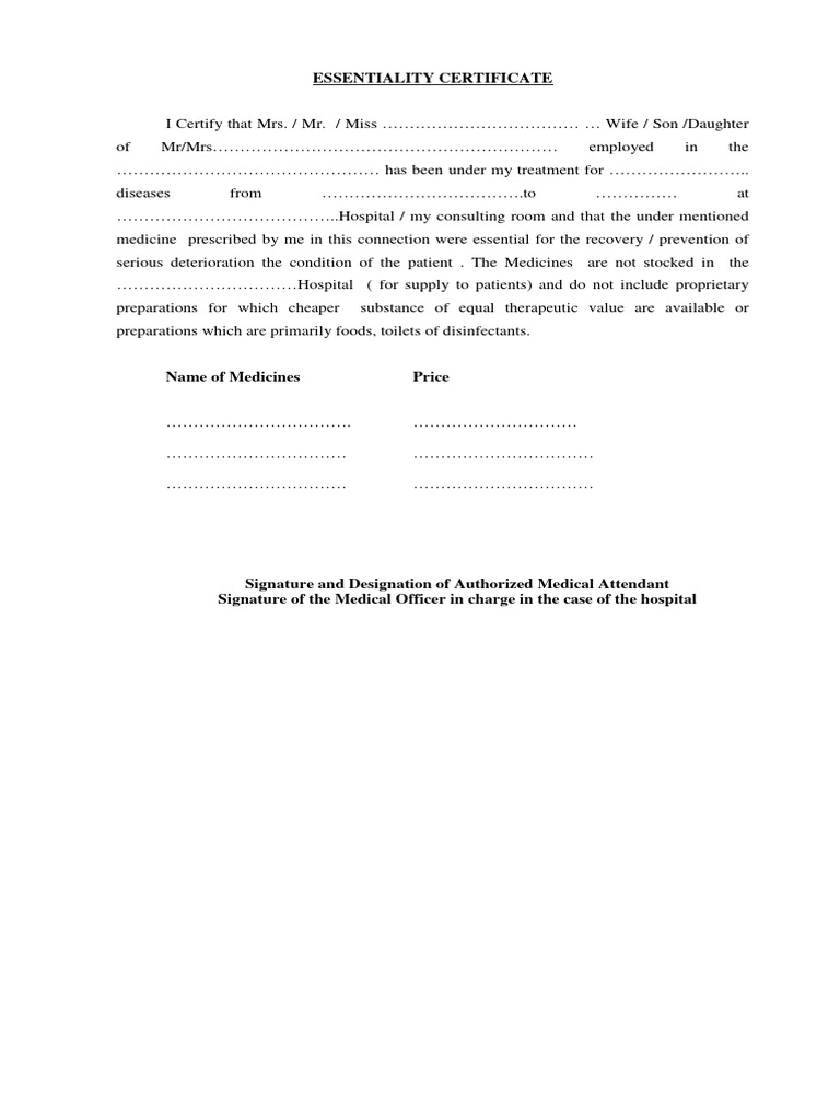 Essentiality Certificate | PDF | Wellness