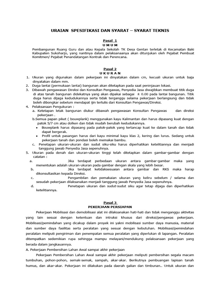 Spesifikasi Ruang Guru Gentan | PDF