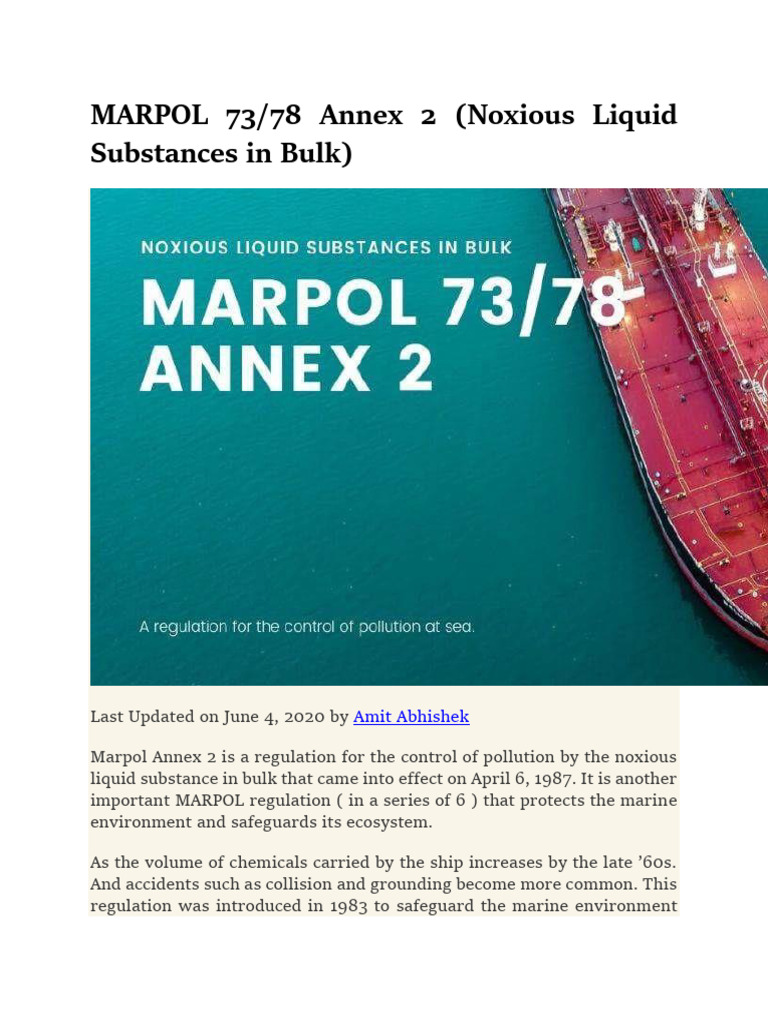 MARPOL Annex 2 | PDF | Ships