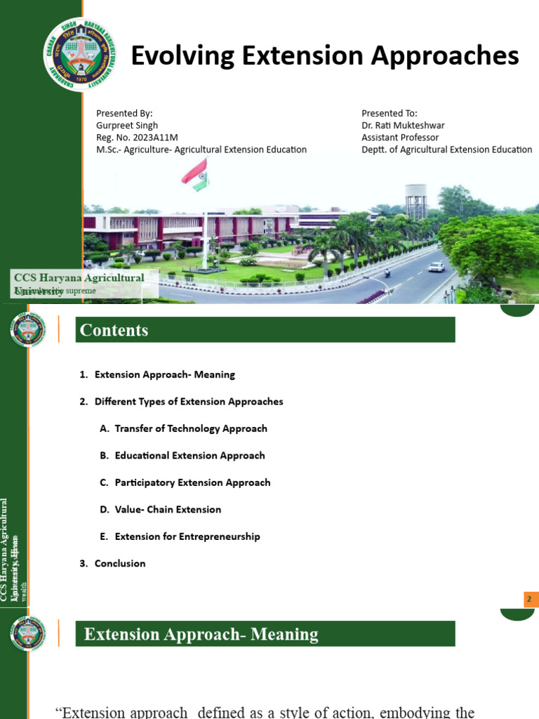 Evolving Extension Approaches by Gurpreet Singh | PDF | Entrepreneurship | Supply Chain