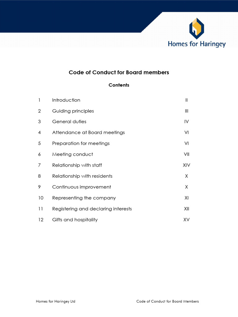 Board Member Conduct Guidelines | PDF | Leasehold Estate | Interest