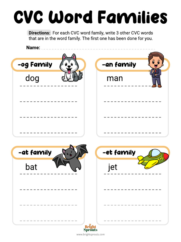 3 CVC Word Families | PDF