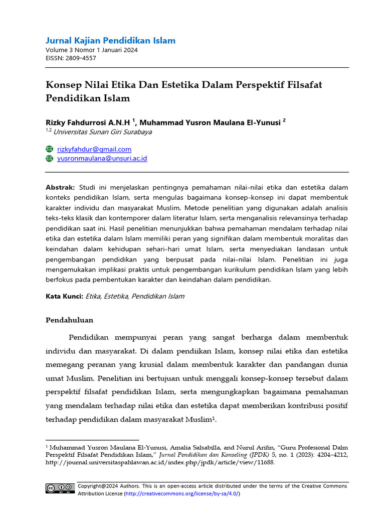 Konsep Nilai Etika Dan Estetika Dalam Perspektif Filsafat Pendidikan Islam 17 30 | PDF