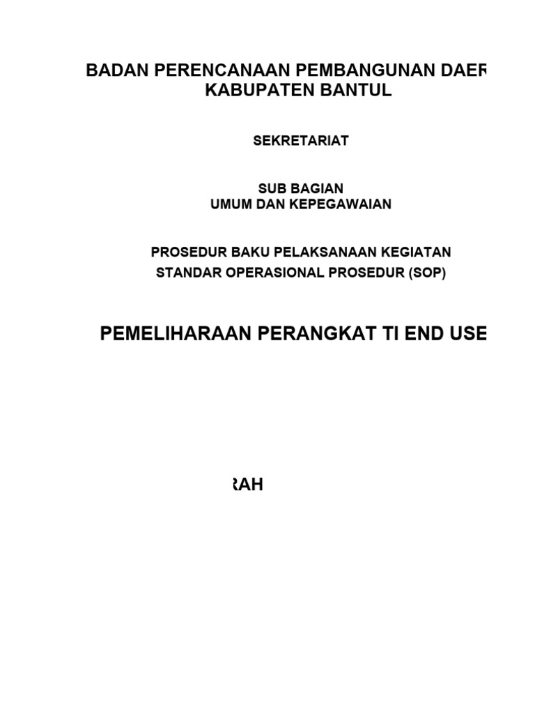 Sop Pemeliharaan Perangkat Ti End User | PDF