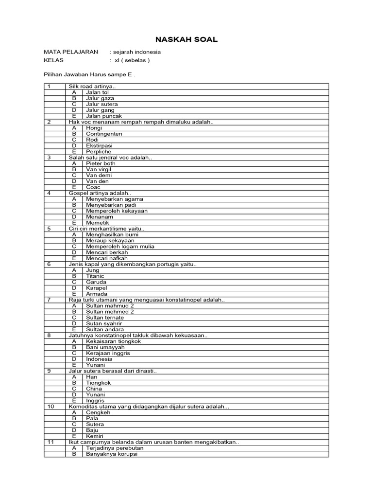 Format Naskah Soal 11 | PDF