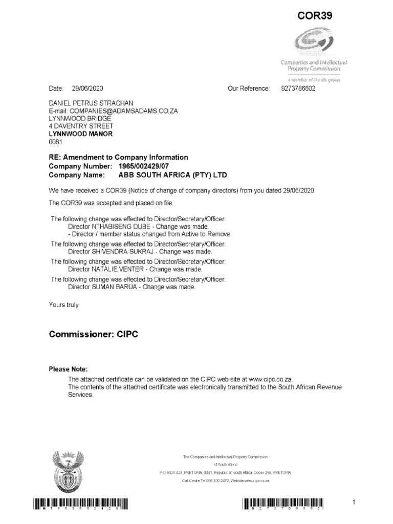 Cor 39 Abb South Africa 29 June 2020 | PDF