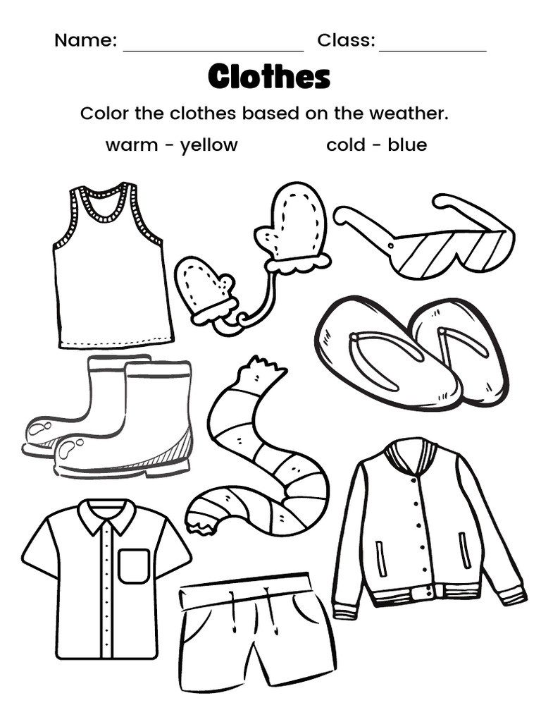 Black and White Clothes Coloring Worksheet | PDF