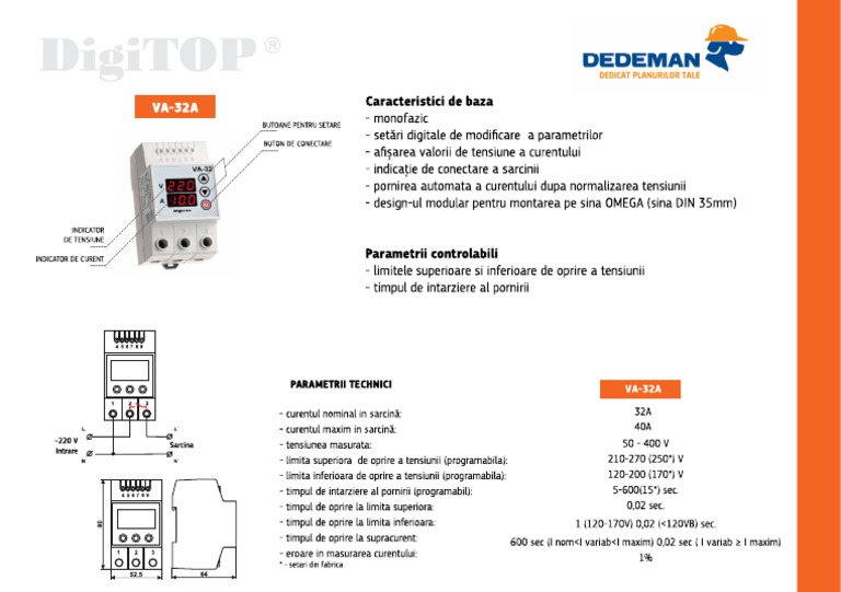 Releu DigiTop VA-32 Fisa Tehnica | PDF