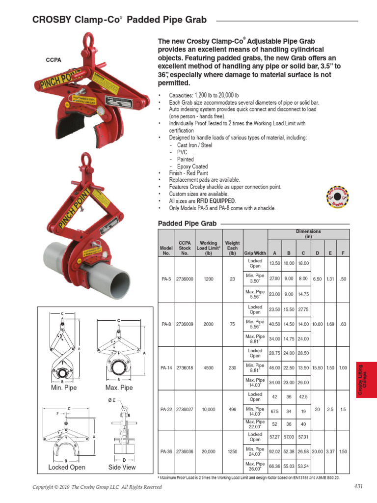 Catalogo Clamp Co - Elemento Con Garras Pivotantes | PDF | Pipe (Fluid ...