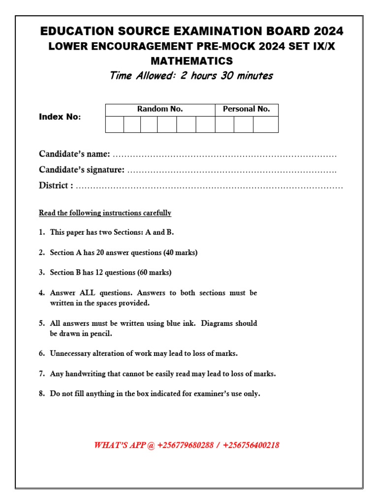 P.7 MTC Pre-Mock 2024@the Deserter@Patrick | PDF | Speed | Mathematics