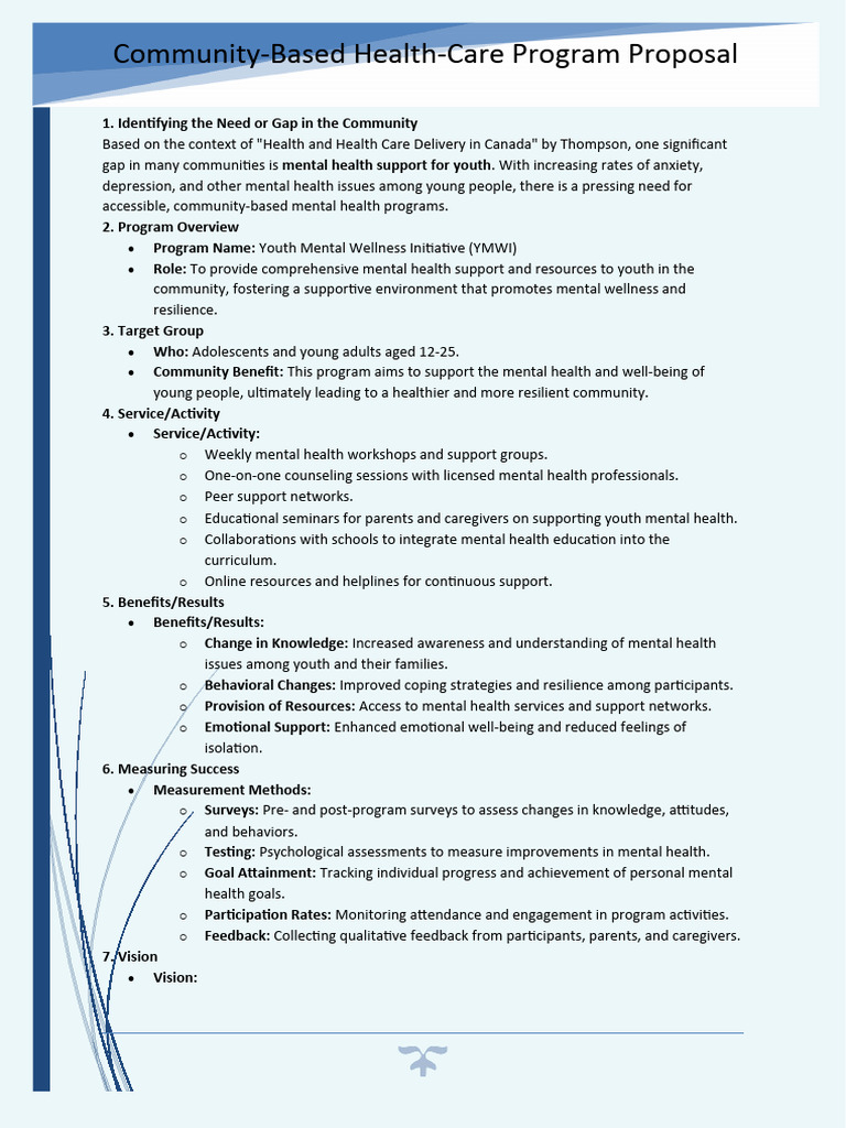Youth Mental Wellness Initiative Proposal | PDF | Mental Health ...