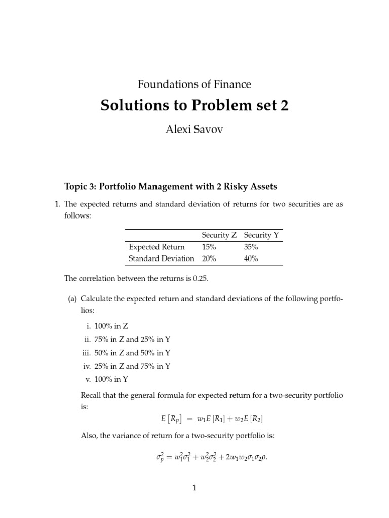 Solutions 2 | PDF | Capital Asset Pricing Model | Beta (Finance)