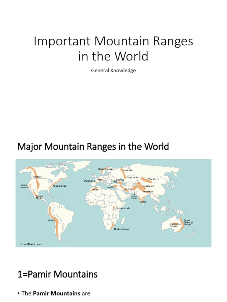 Important Mountain Ranges in The World | PDF | Alps | Appalachian Mountains