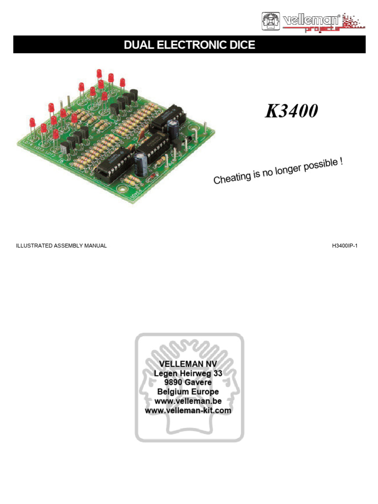 DUAL ELECTRONIC DICE Illustrated - Assembly - Manual - k3400 | PDF ...