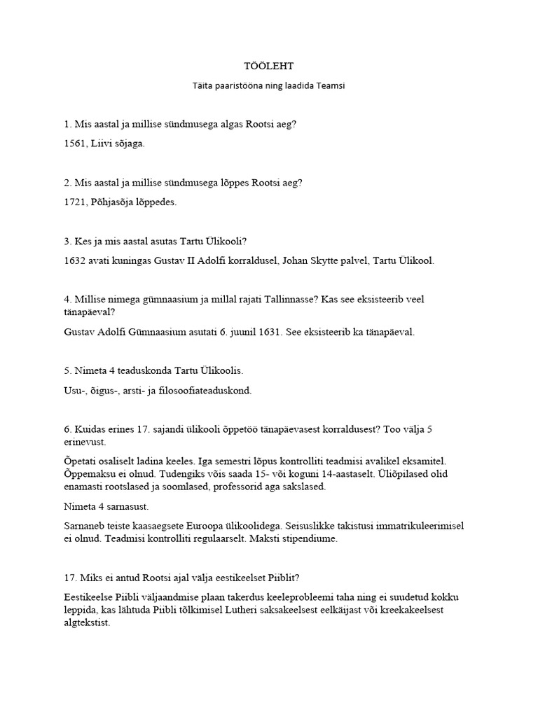 TL Rootsi Aeg2 Tehtud | PDF