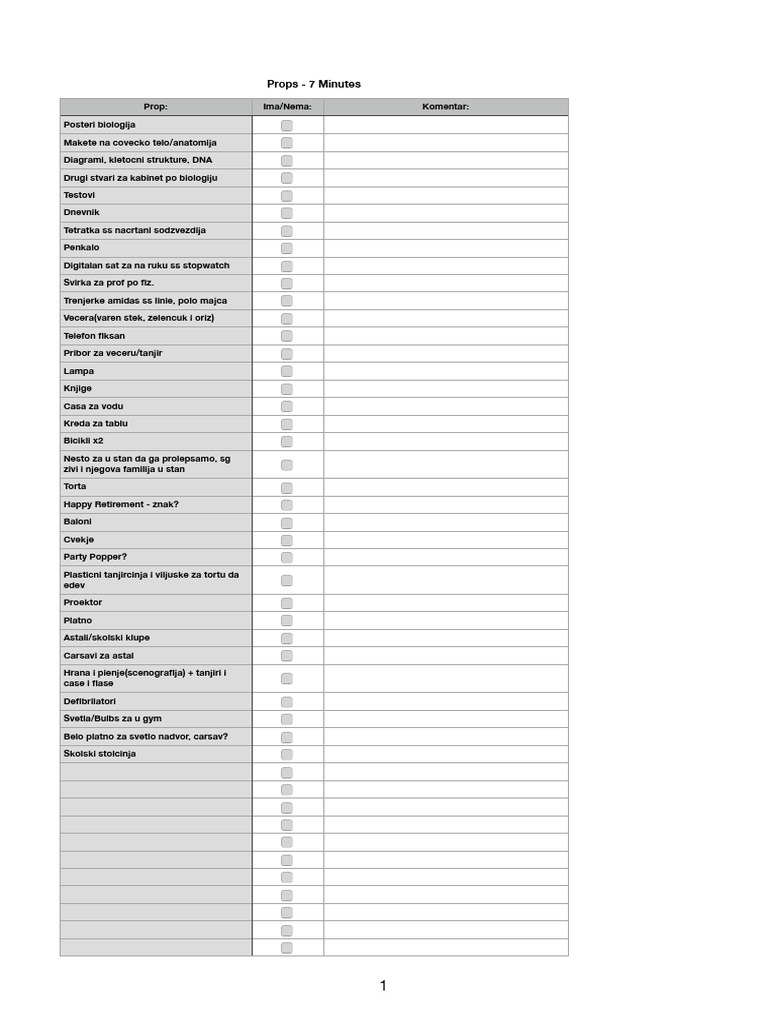 Production List - 7 Minutes | PDF