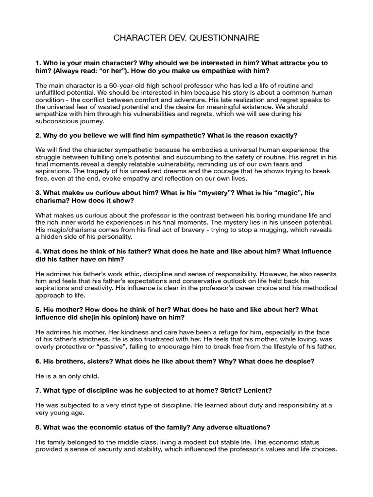 Char. Development Sheet | Download Free PDF | Empathy | Family