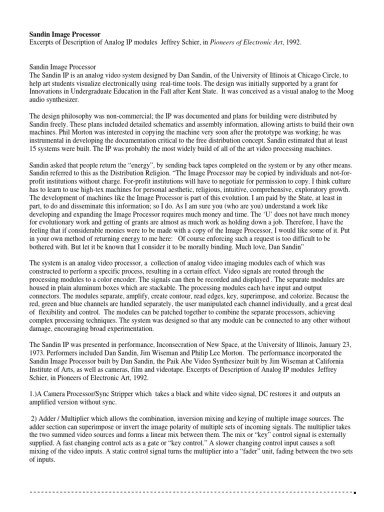 Descriptions of Analog Image Processor Modules | PDF | Electricity ...