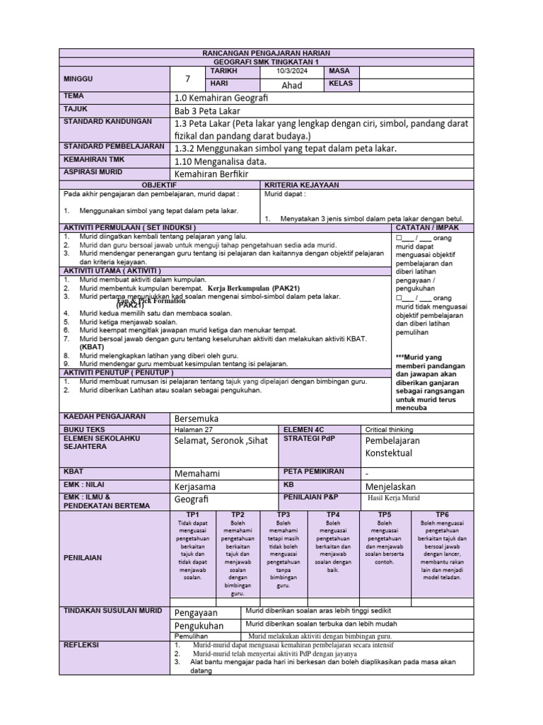 RPH_SMK_MINGGU_7_GEOGRAFI_TINGKATAN_1_2024_2025_BY_CIKGU_GORGEOUS | PDF