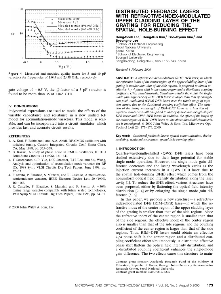 Distributed Feedback Lasers With Refractive-Index-Modulated Upper Cladding Layer of The Grating ...