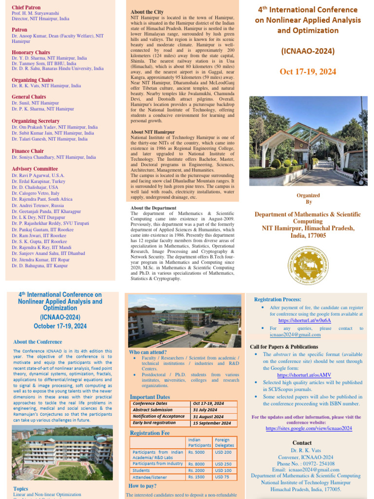 ICNAAO 2024 Brochure | PDF | Mathematical Optimization | Mathematics