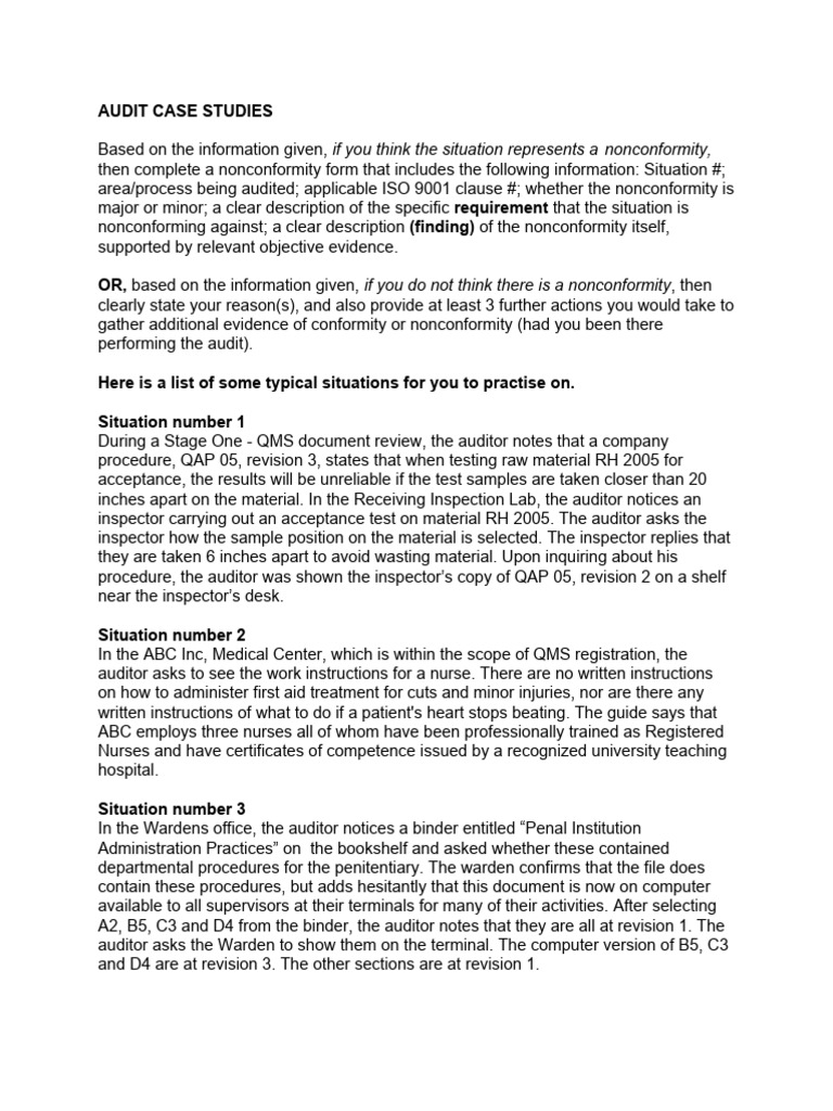 Comprehensive Audit Case Studies For Lead Auditors | PDF | Audit | Iso 9000