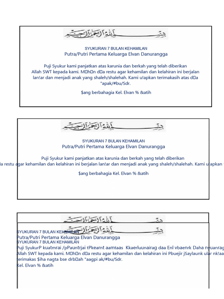 Kartu Ucapan Syukuran 7 Bulanan | PDF | Memasak, Makanan, & Anggur ...