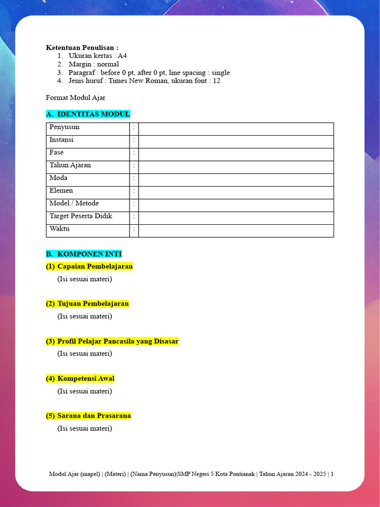 Format Modul Ajar | PDF