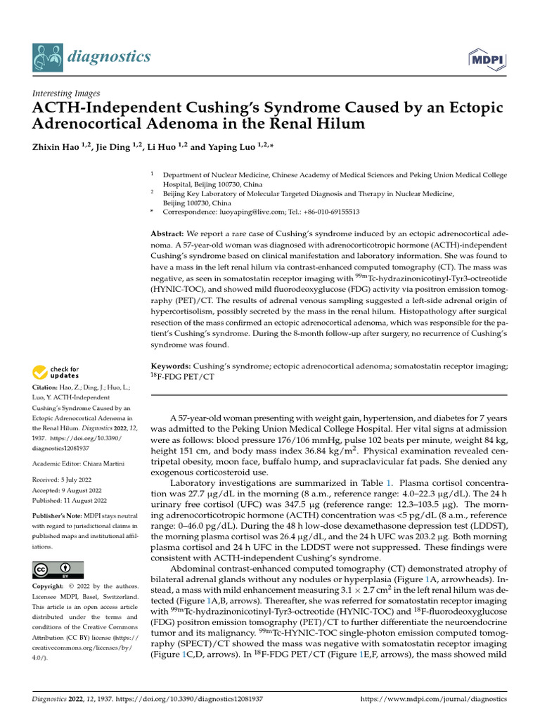 ACTH-Independent Cushing's Syndrome Caused by An Ectopic Adrenocortical ...