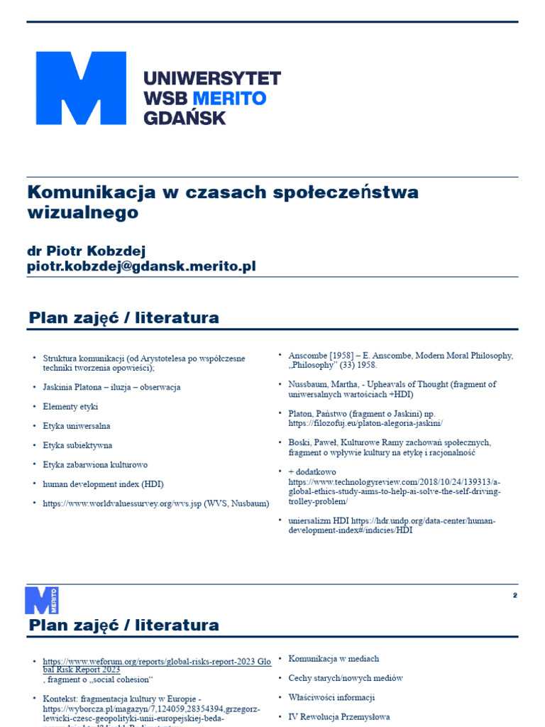 Komunikacja W Czasach Społ Wizualnego Nstac | PDF