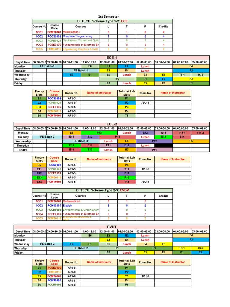 Timetable ECE Odd SEM 2024-25 | PDF | Electronic Engineering | Digital Signal Processing