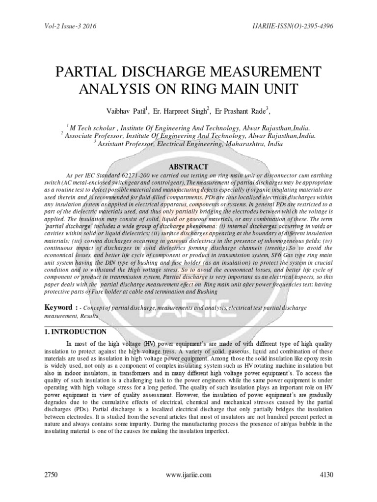 Partial Discharge Measurement Analysis On Ring Main Unit | PDF ...
