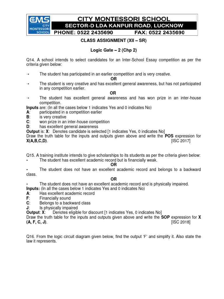 Logic Gate Exercises for Students | PDF | Logic Gate | Computer Engineering