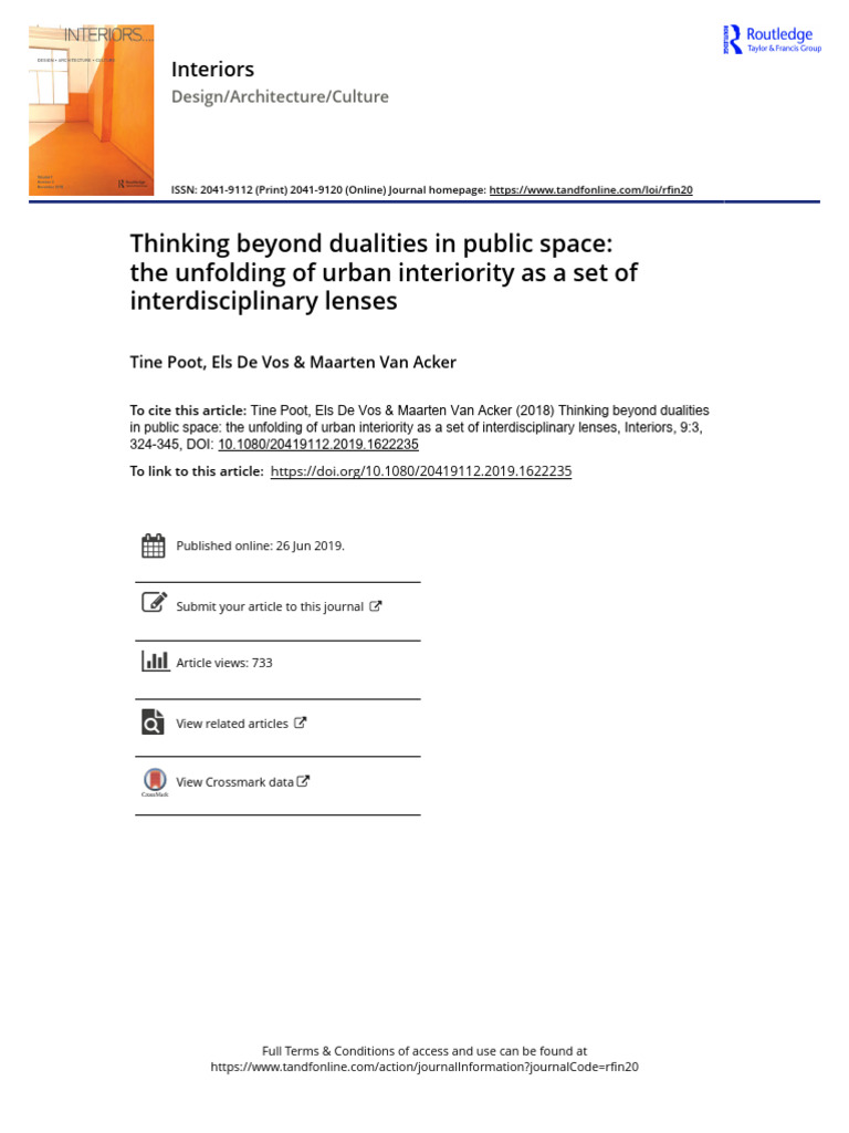 Thinking Beyond Dualities in Public Space The Unfolding of Urban Interiority As A Set of ...