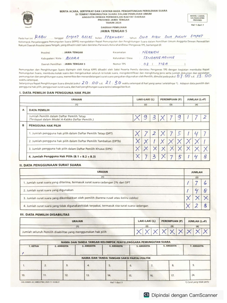 Hasil Lampiran C Hasil DPRD Provinsi Tps 03 14-02-2024 23.14 | PDF