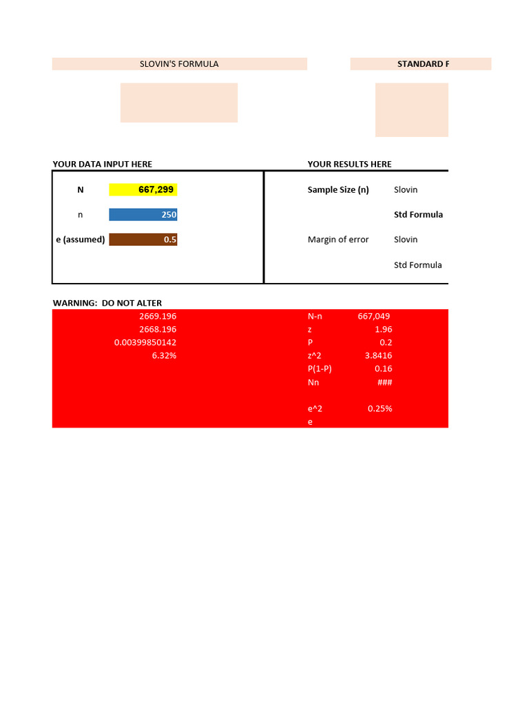 Slovins Formula For Sample Size Calculation Pdf Evaluation Methods 5429