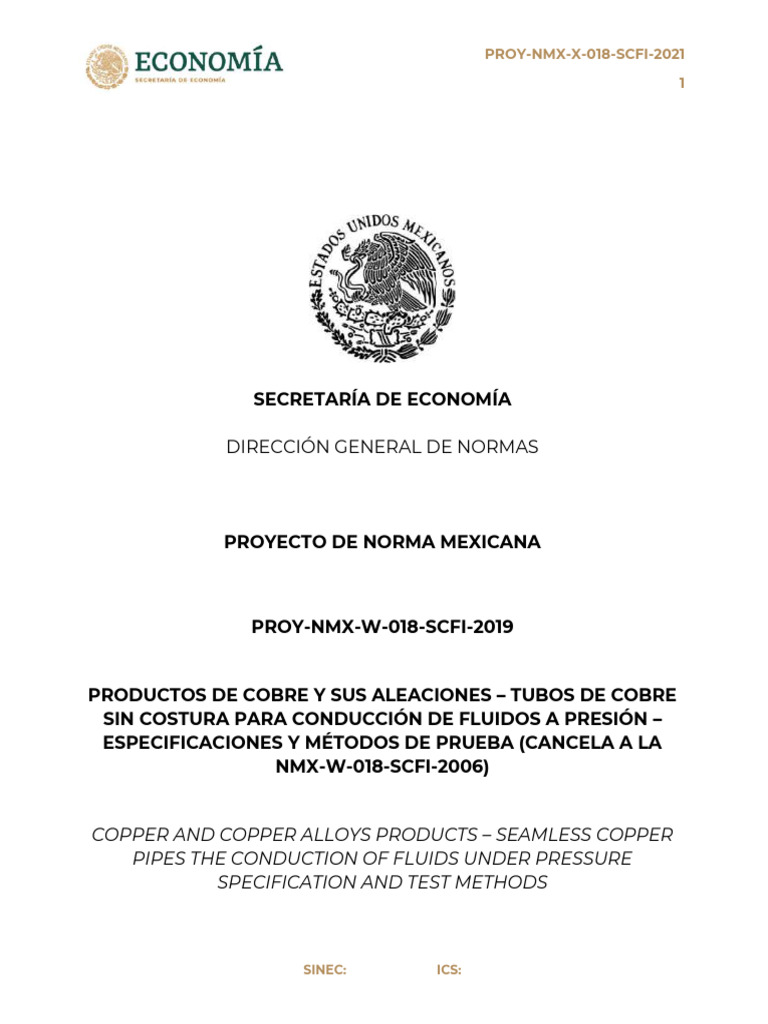 PROY-NMX-W-018-SCFI-2021 (2021 DGNREV) | PDF | Cobre | Medición
