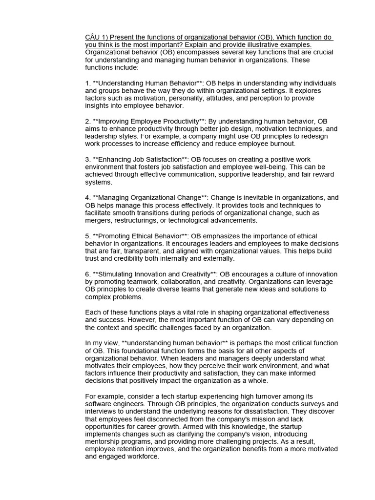 Hành Vi T CH C | PDF | Leadership | Organizational Culture