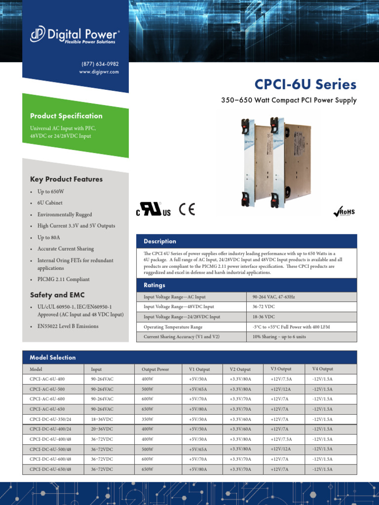 Cpci 6u - 350 650 | PDF | Electromagnetic Compatibility | Power Supply