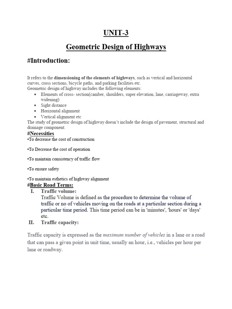 CH-3 Geometric Design of Highway | PDF | Road | Lane