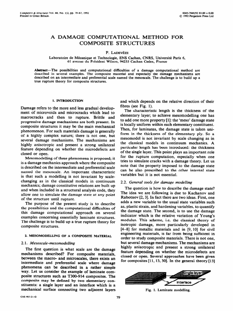 Ladeveze Damage Comp Method 1992 | PDF | Young's Modulus | Composite ...