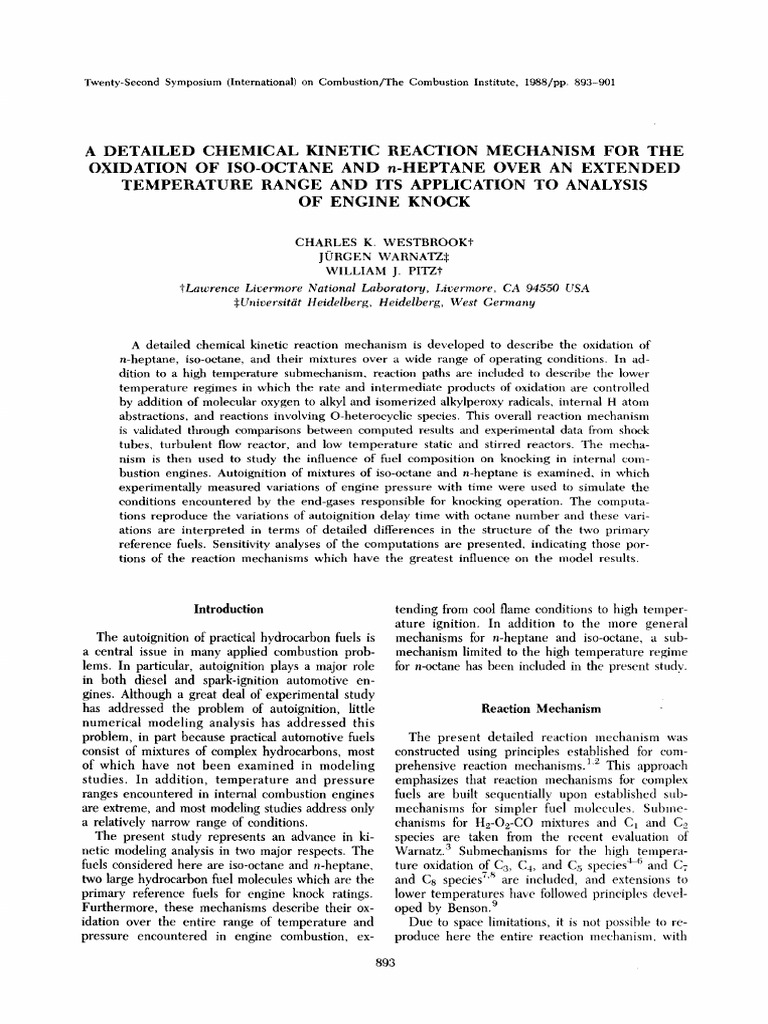 A DETAILED CHEMICAL KINETIC REACTION MECHANISM FOR THE OXIDATION OF ISO ...