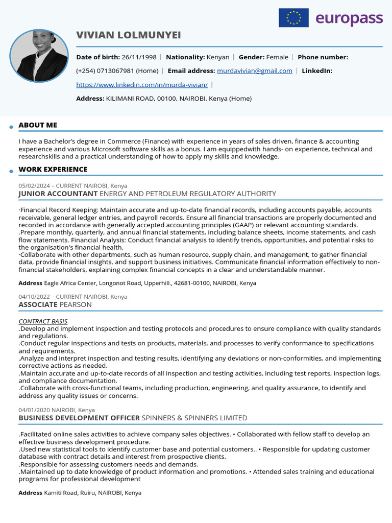 LOLMUNYEI'S CV | Download Free PDF | Accounting | Financial Statement