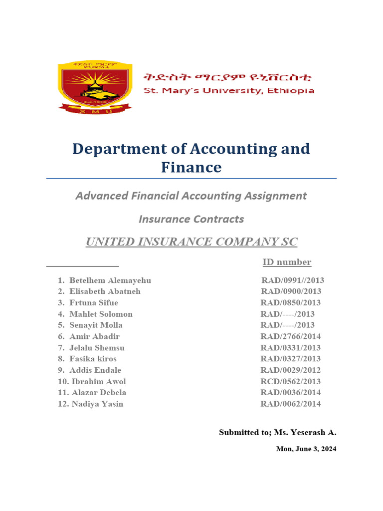 Advanced Financial Accounting on Insurance Contracts | PDF | Insurance ...
