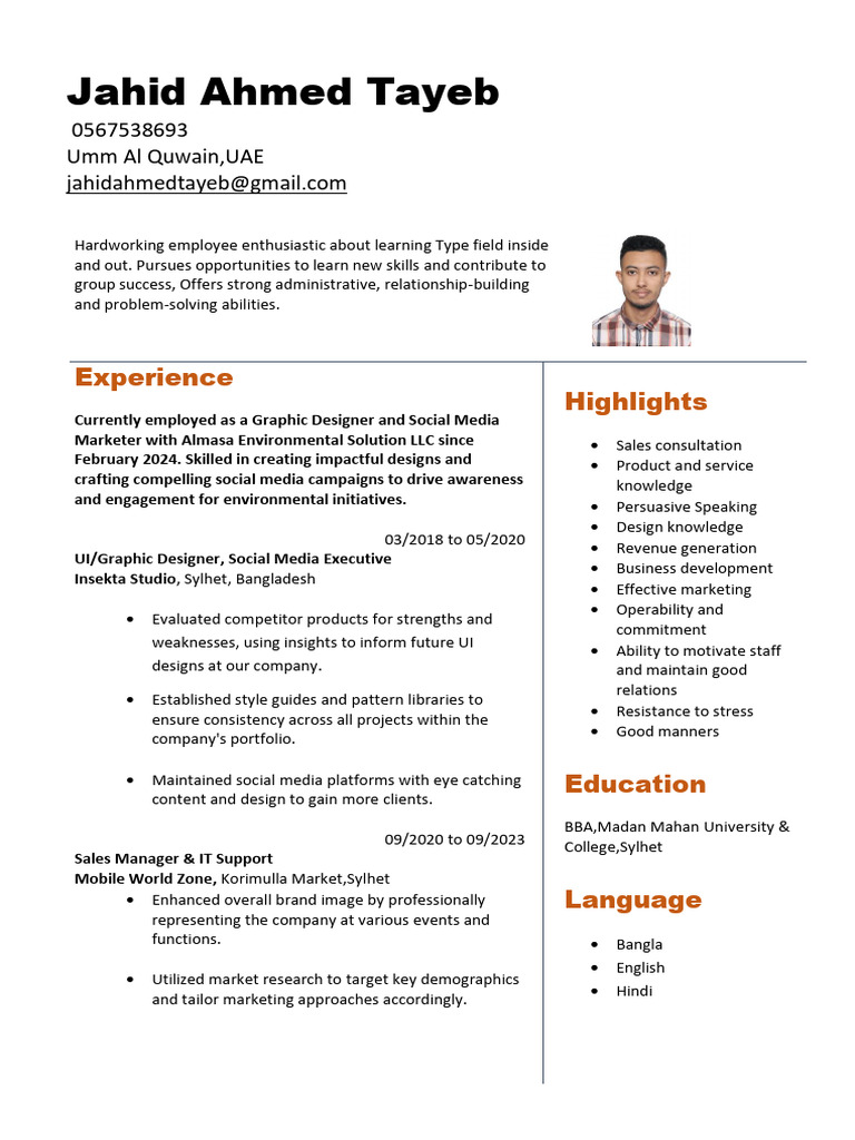 CV-Jahid Graphic Designer Social Media Specialis | PDF | Social Media ...